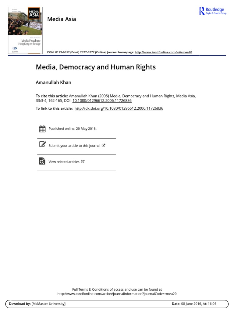 Media, Democracy and Human Rights | PDF | Freedom Of The Press | Democracy