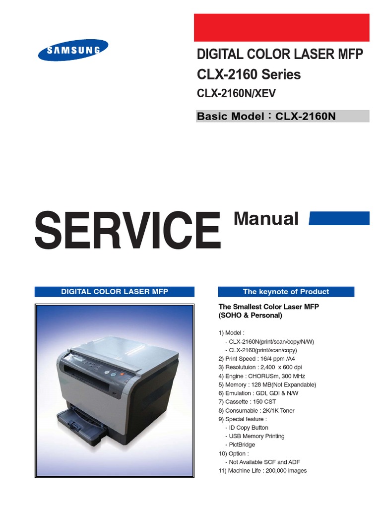 Samsung CLX 2160N | PDF | Electrostatic Discharge | Electrical Connector