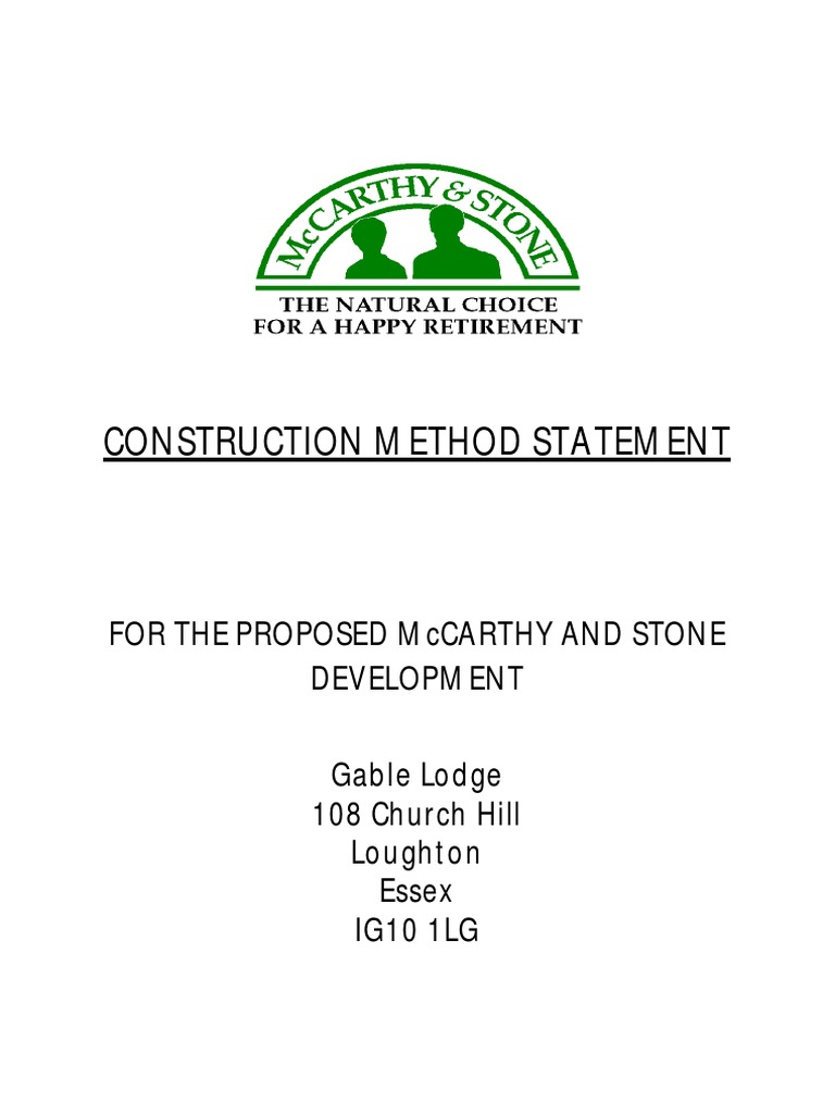Construction Method Statement | PDF | Demolition | Occupational Safety ...
