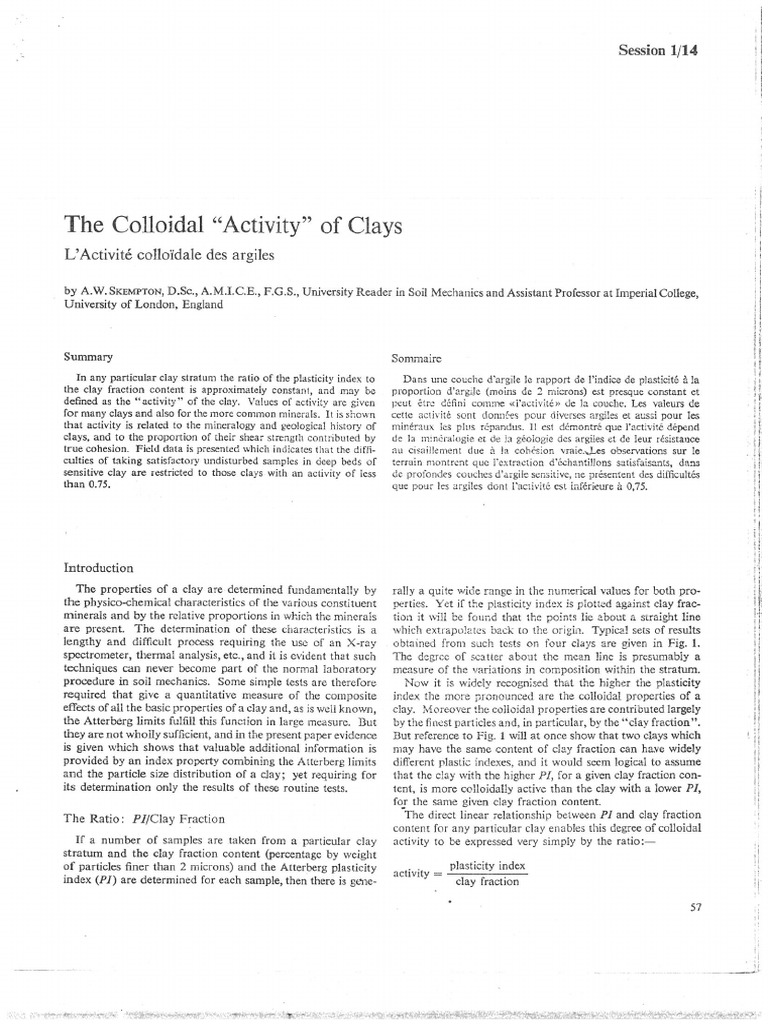 The Colloidal Activity of Clays | PDF | Colloid | Chemical Engineering