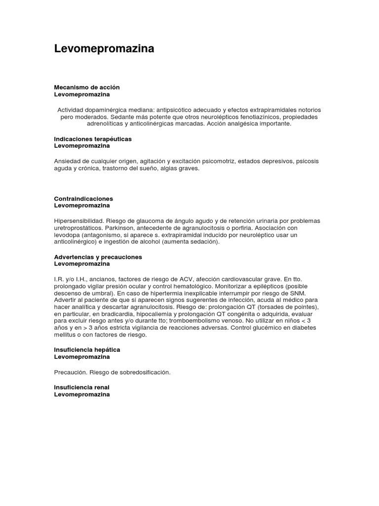 Levomepromazina | PDF | Antipsicótico | Depresión (estado de ánimo)