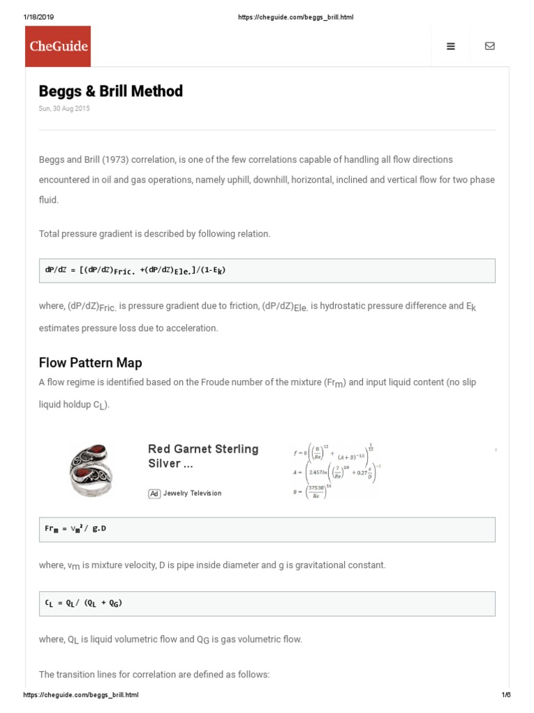 CheGuide Beggs & Brill Method | PDF | Pressure | Transparent Materials