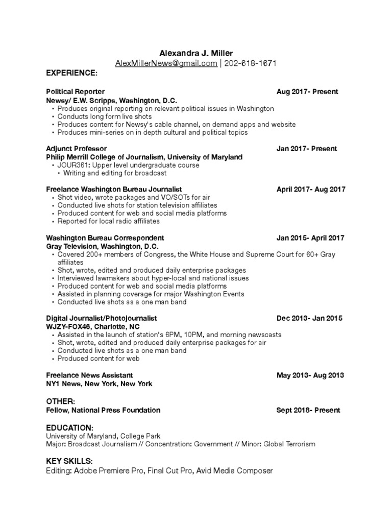 Alexandra Miller 2019 Resume | PDF