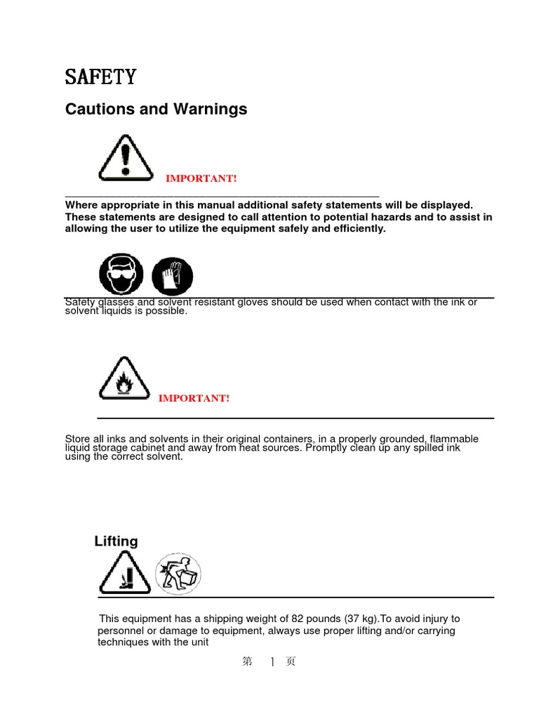 Safety cautions and warnings for ink jet printer | PDF | Universal ...