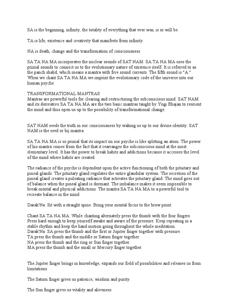 Sa Ta Na Ma | PDF | Mantra | Mind