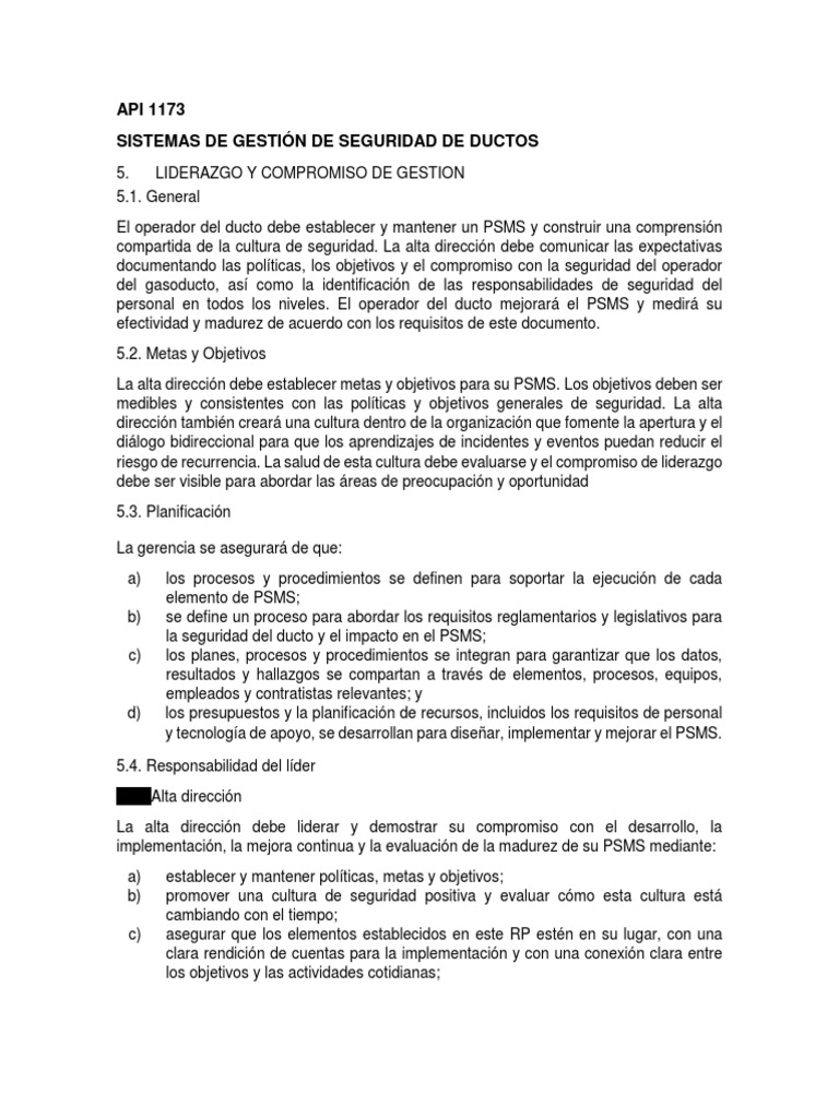 Liderazgo en Seguridad de Ductos API 1173 | PDF | Evaluación | Auditoría