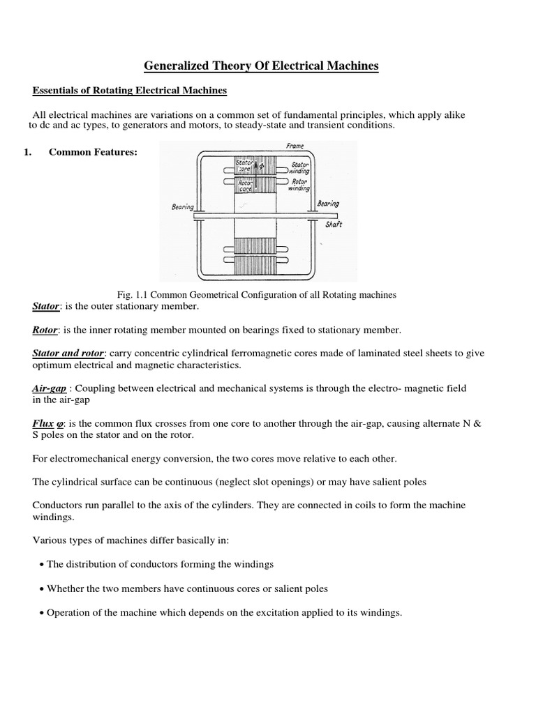 Generalized Theory of Electrical Machines | PDF | Inductor | Electrical ...