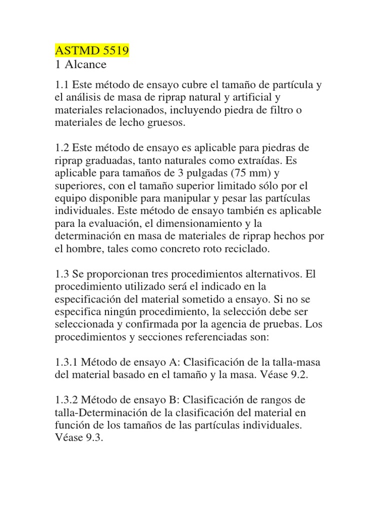 Análisis de Tamaño de Partículas ASTM D5519 | PDF | Masa | Naturaleza