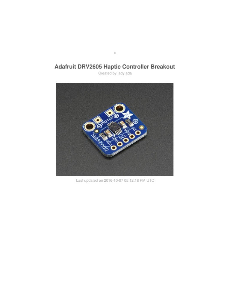 Adafruit Drv2605 Haptic Controller Breakout | PDF | Arduino | Microcontroller