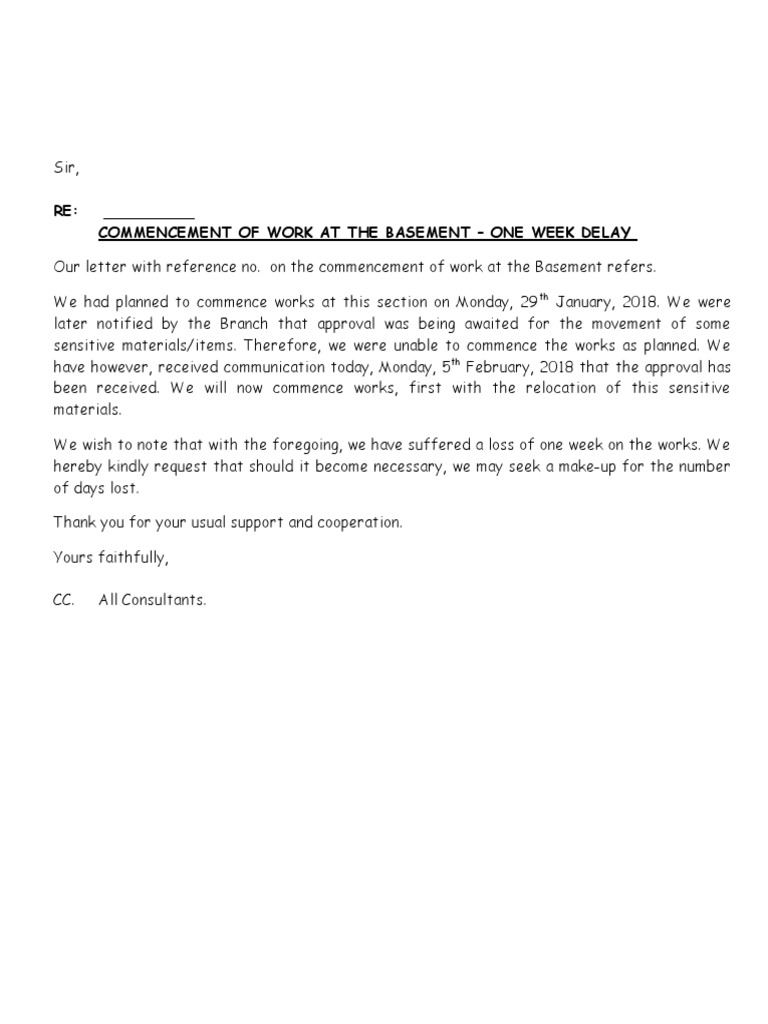 Commencement of Work at Basement | PDF | Law