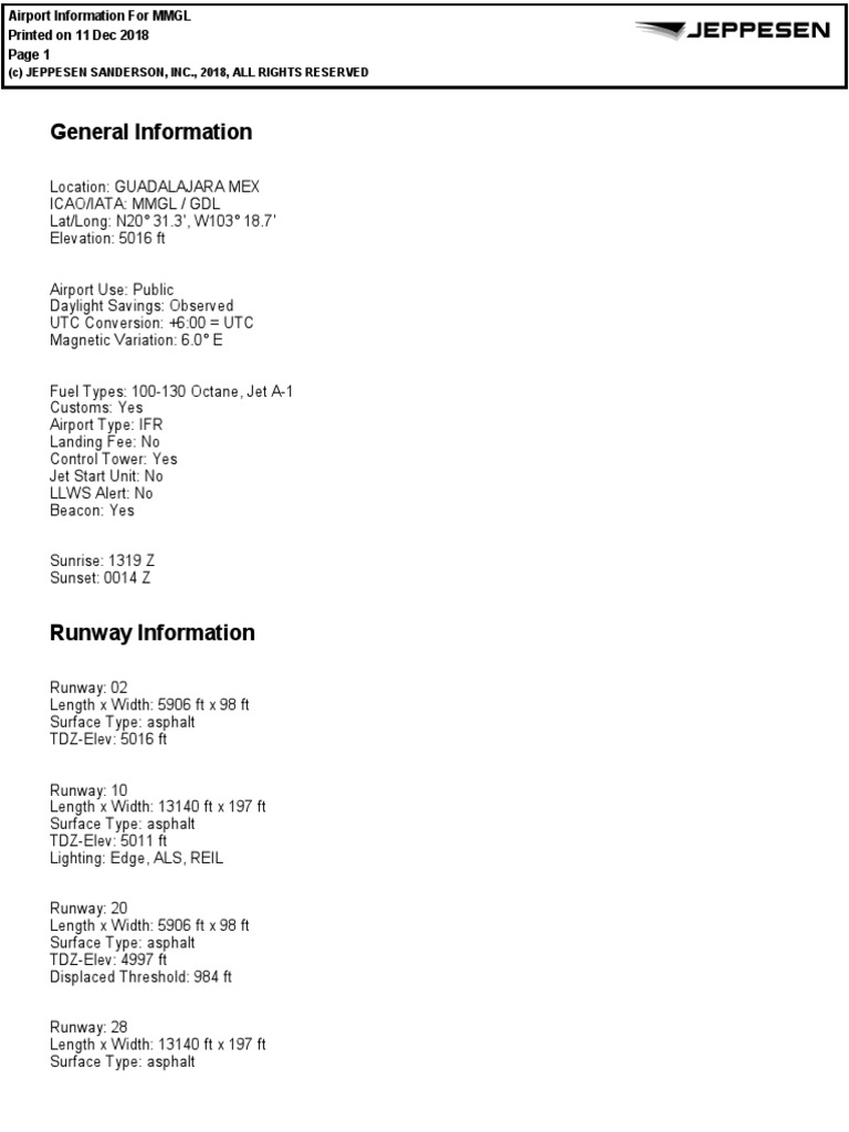 MMGL PDF | PDF | Air Traffic Control | Runway