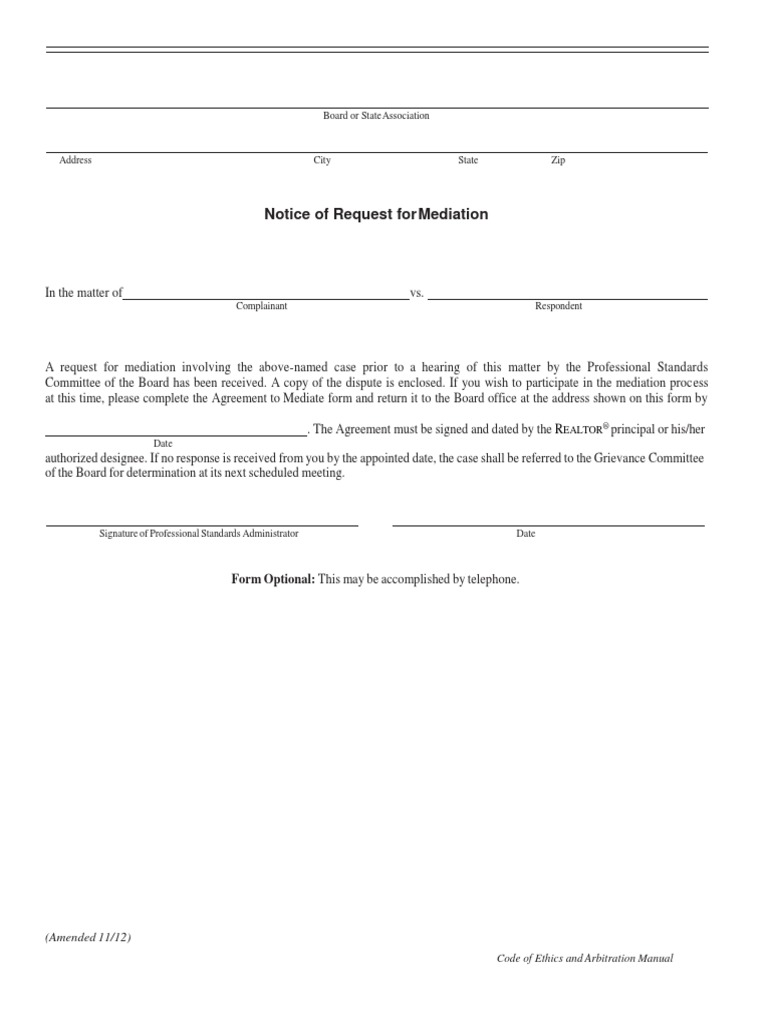 Notice of Request For Mediation | PDF