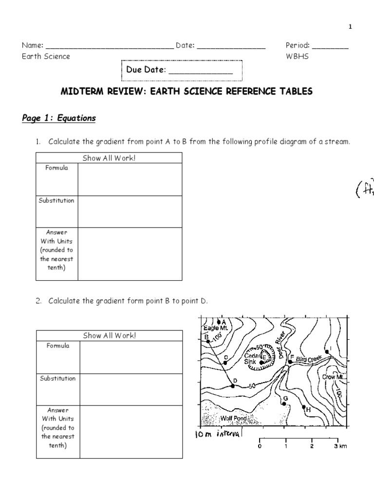 Midterm Review: Earth Science Reference Tables: Due Date | PDF | Rock ...