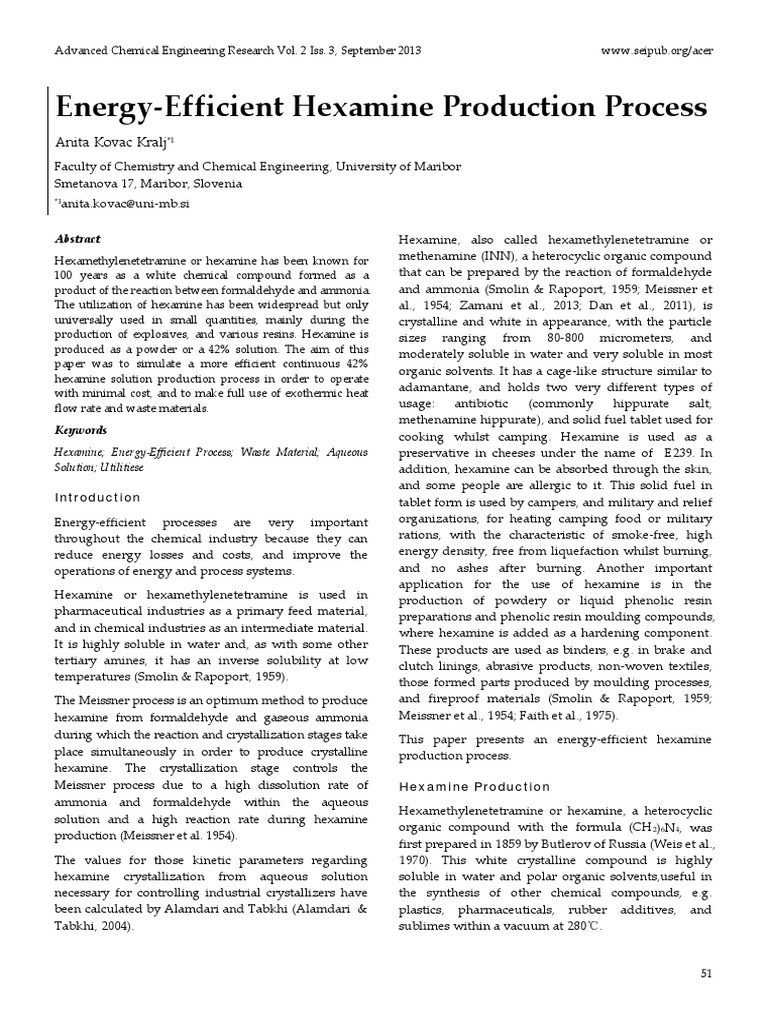 Hexamine 1 PDF | PDF | Chemical Process Engineering | Nature