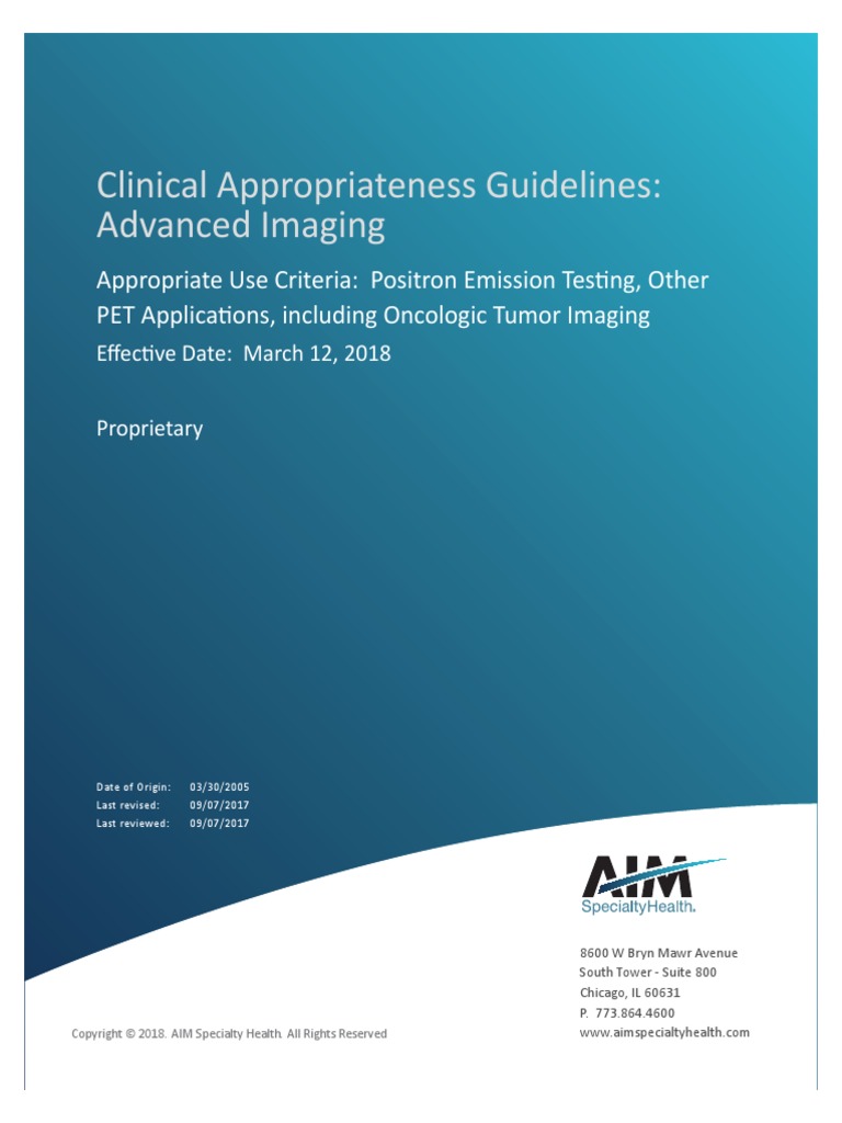 AIM Guidelines PET | PDF | Medical Imaging | Positron Emission Tomography