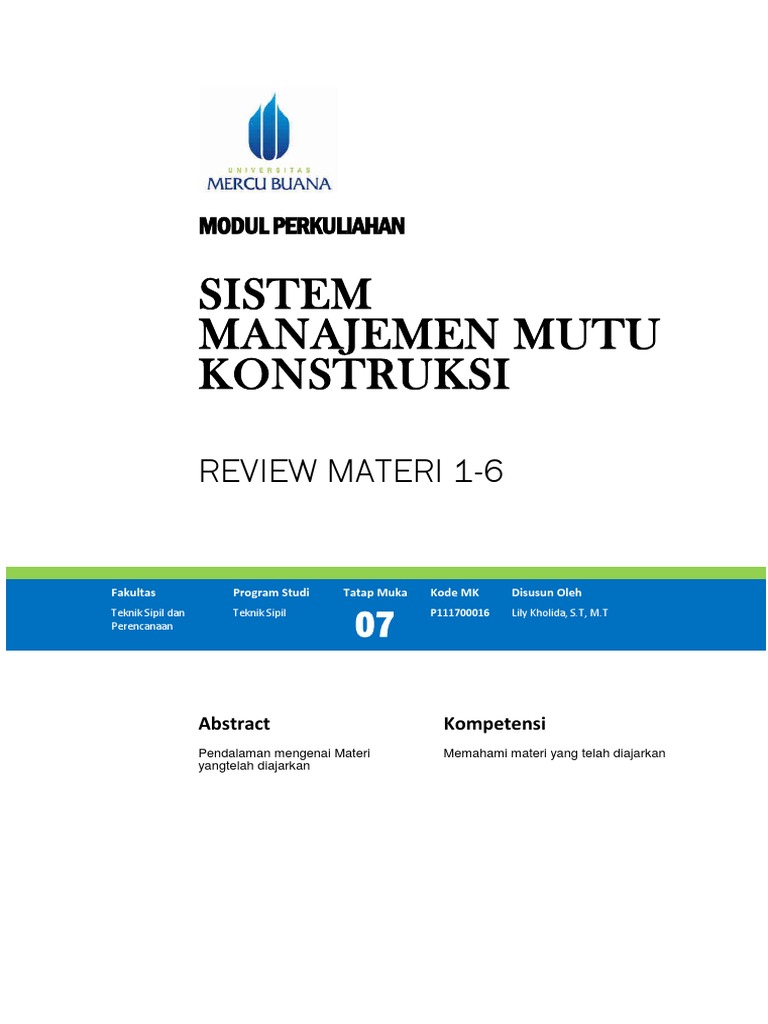 Modul Sistem Manajemen Mutu Konstruksi (TM7) | PDF | Bisnis