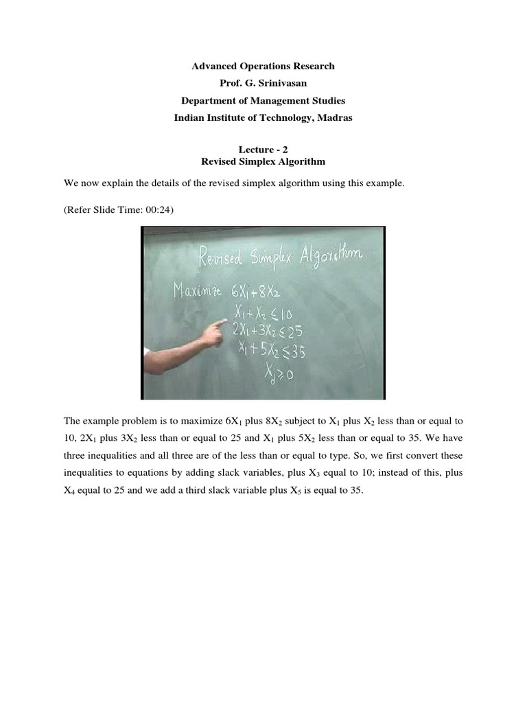 An In-Depth Explanation of the Revised Simplex Algorithm | PDF | Linear ...