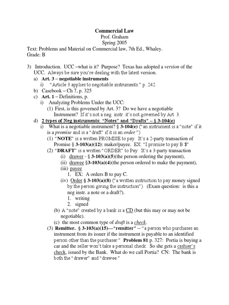 Ucc Law | PDF | Promissory Note | Negotiable Instrument
