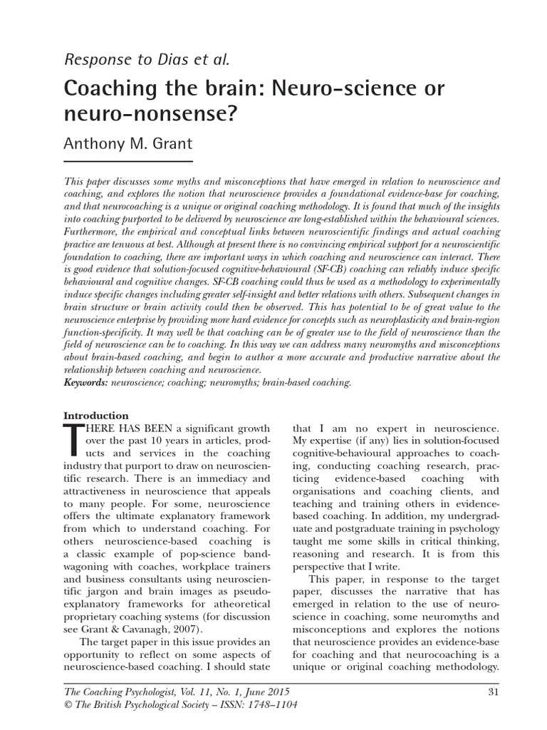Coaching The Brain Neuro-Science or Neur PDF | PDF | Neuroscience ...