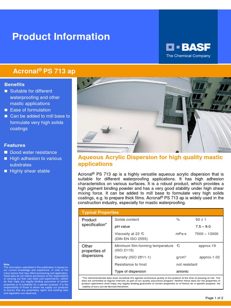 Acronal Ps 713 AP | Rheology | Viscosity