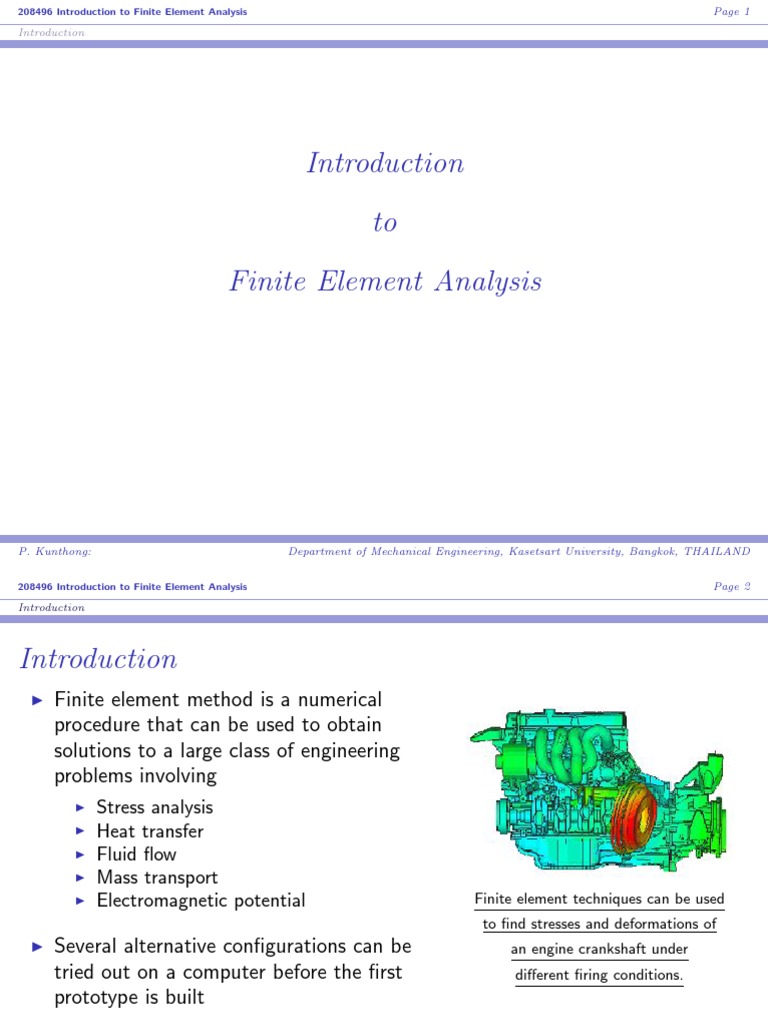 To Finite Element Analysis | PDF | Finite Element Method | Numerical ...