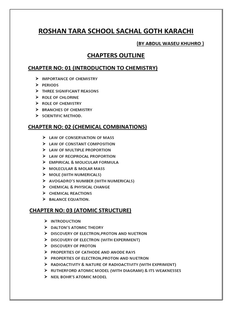Chemistry Outline Grade 9 | PDF | Solution | Solubility