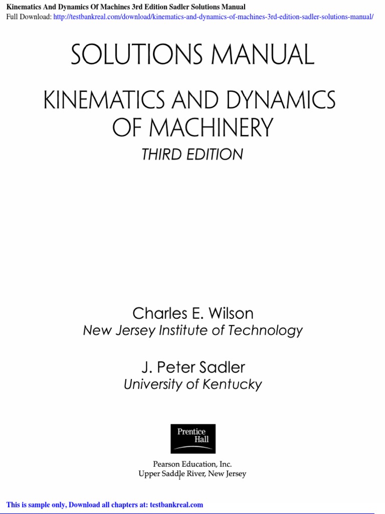 Kinematics and Dynamics of Machines 3rd Edition Sadler Solutions Manual | PDF | Acoustics | Sound