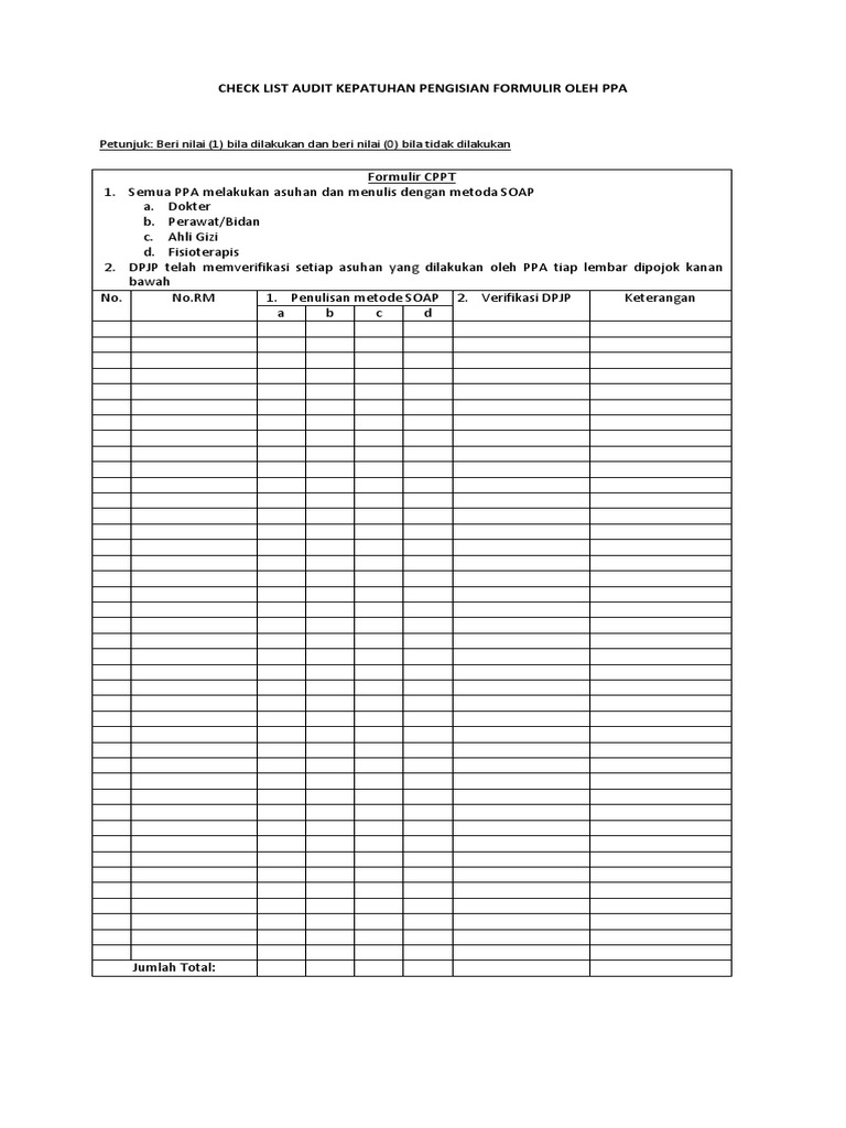CPPT Form Checklist Audits PPA Compliance | PDF