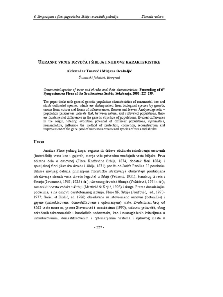 28 Ukrasne Vrste Drveca I Siblja I Njihove Karakteristike | PDF