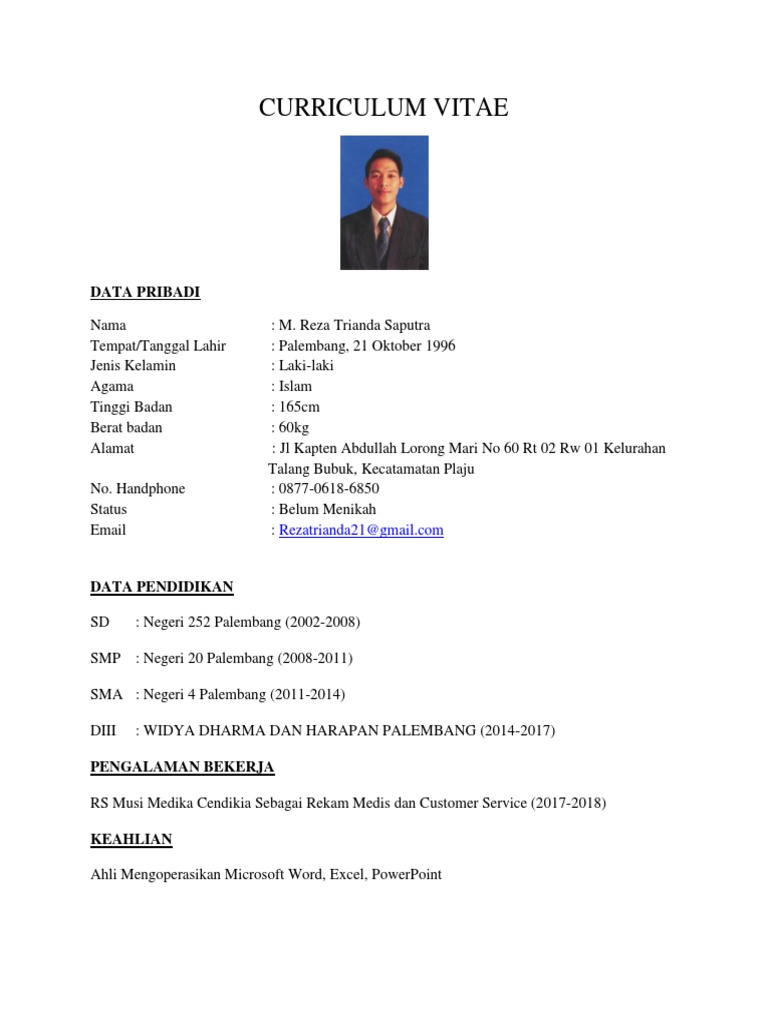 Curriculum Vitae Reza | PDF