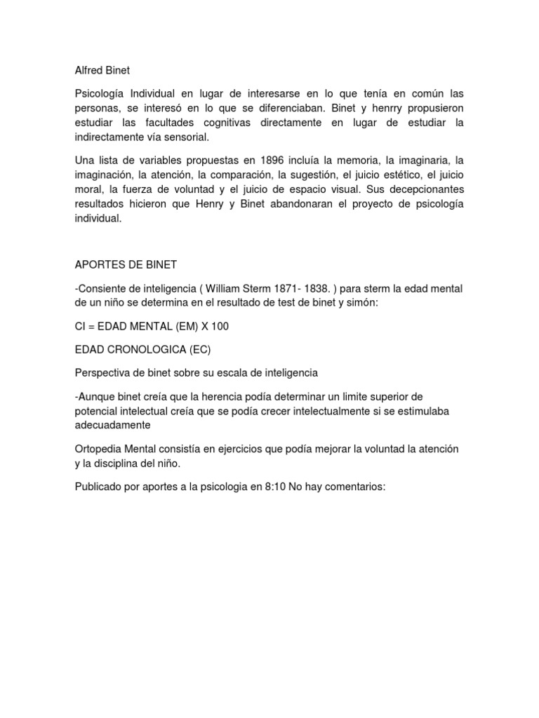 Alfred Binet | PDF | Inteligencia | Aprendizaje