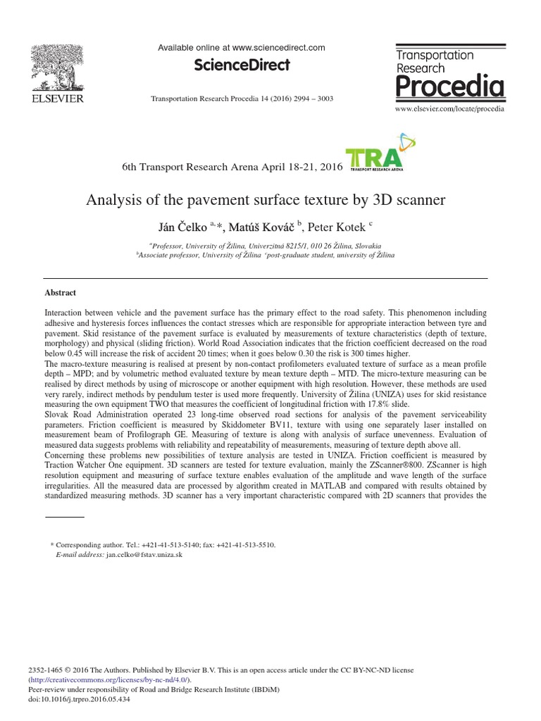 Analysis of The Pavement Surface Texture by 2016 Transportation ...