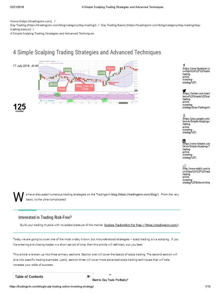 4 Simple Scalping Trading Strategies and Advanced Techniques | PDF | Day Trading | Algorithmic ...