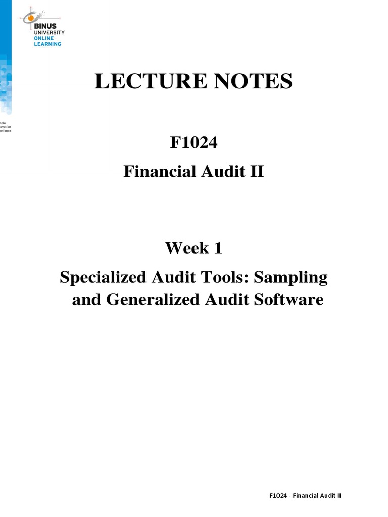 LN 01-Specialized Audit Tools Sampling and Generalized Audit Software | PDF