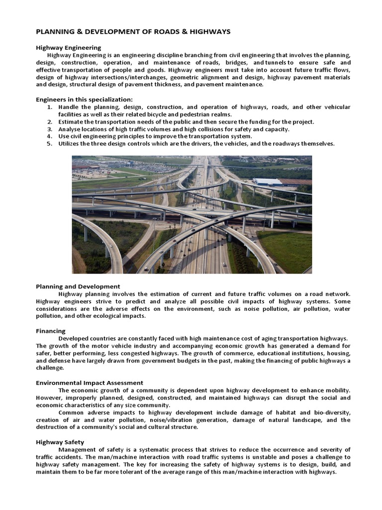1-2-3 Assignment Highway Transportation System 3 Handouts & Assignment ...