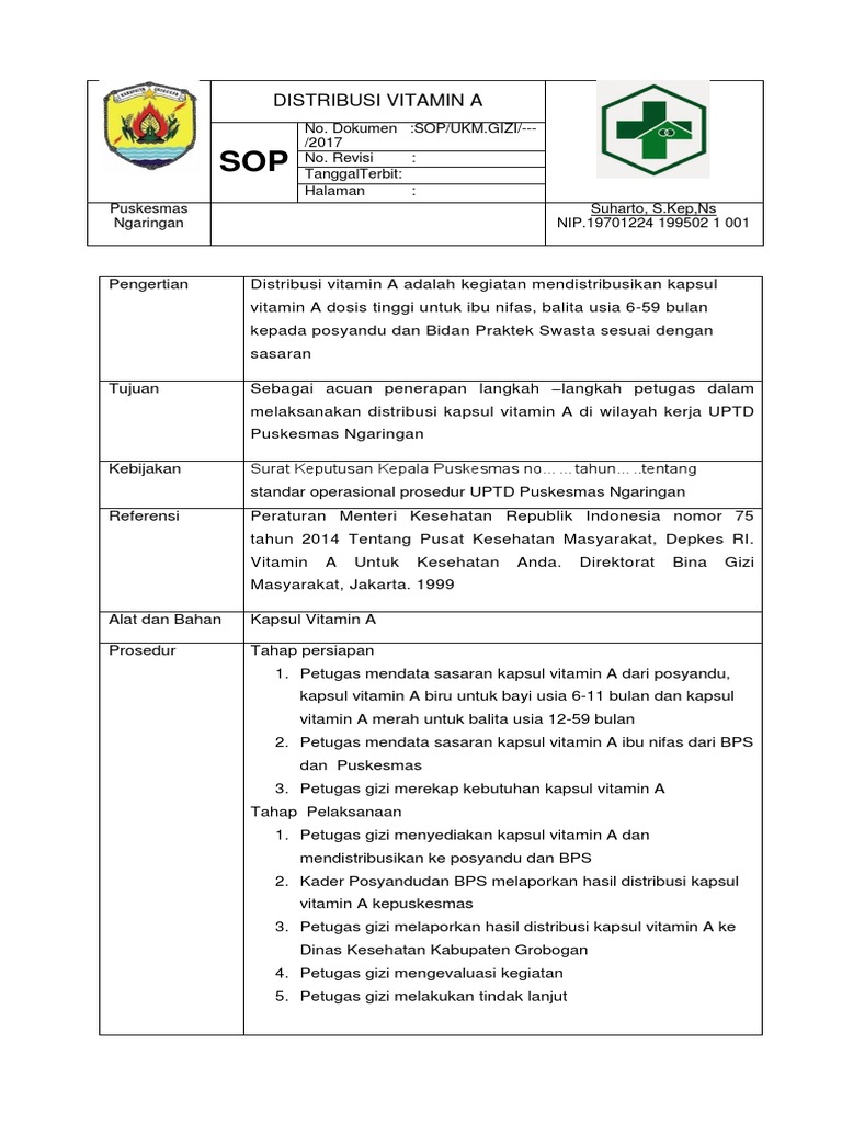 SOP Distribusi Vitamin A | PDF
