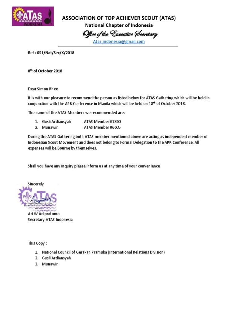Office of The Executive Secretary: Association of Top Achiever Scout ...