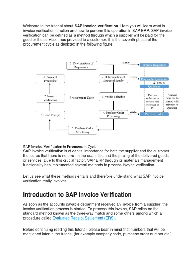SAP Invoice Verification | PDF | Invoice | Accounts Payable