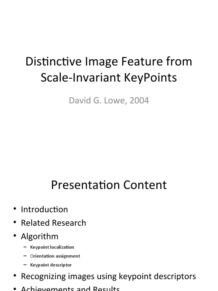 Distinctive Image Feature From Scale-Invariant Keypoints: David G. Lowe ...