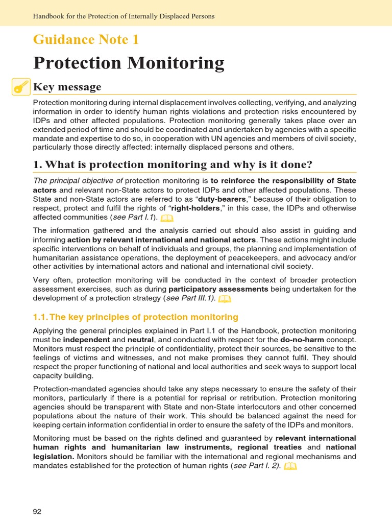 Guidance Note On Protection Monitoring - Handbook For The Protection of ...
