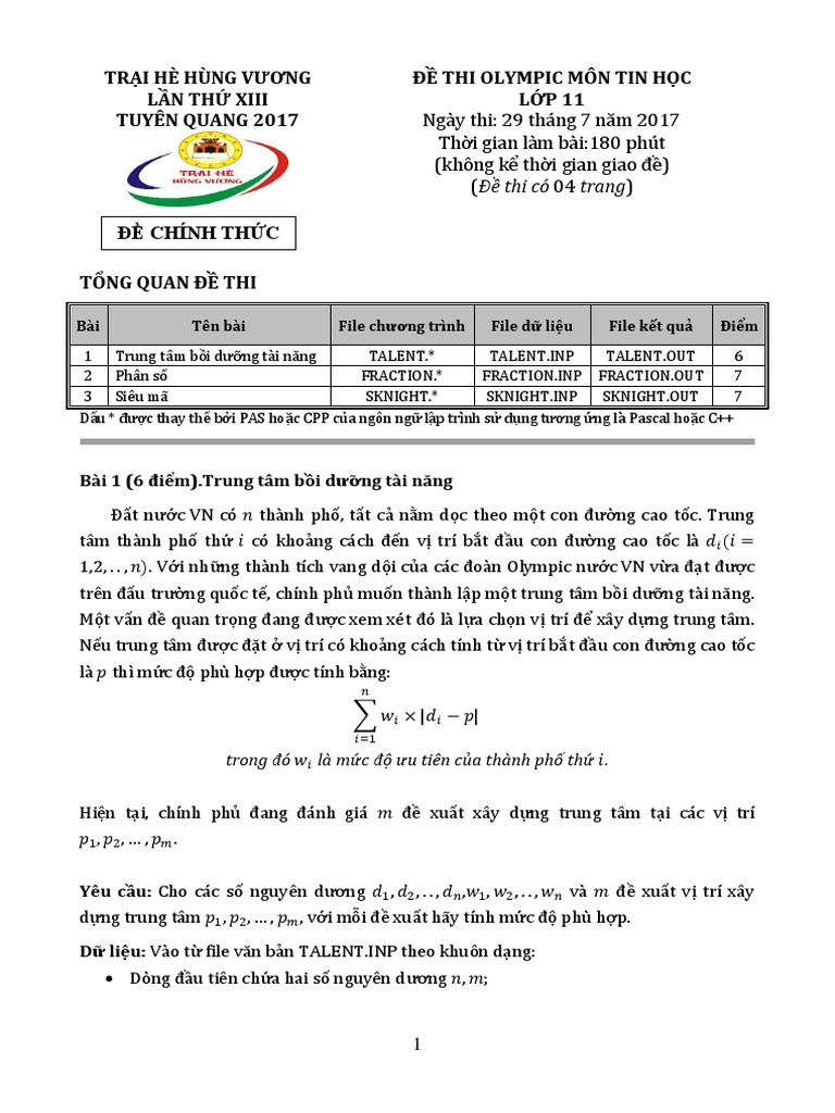 Đề THHV K11 2017 | PDF