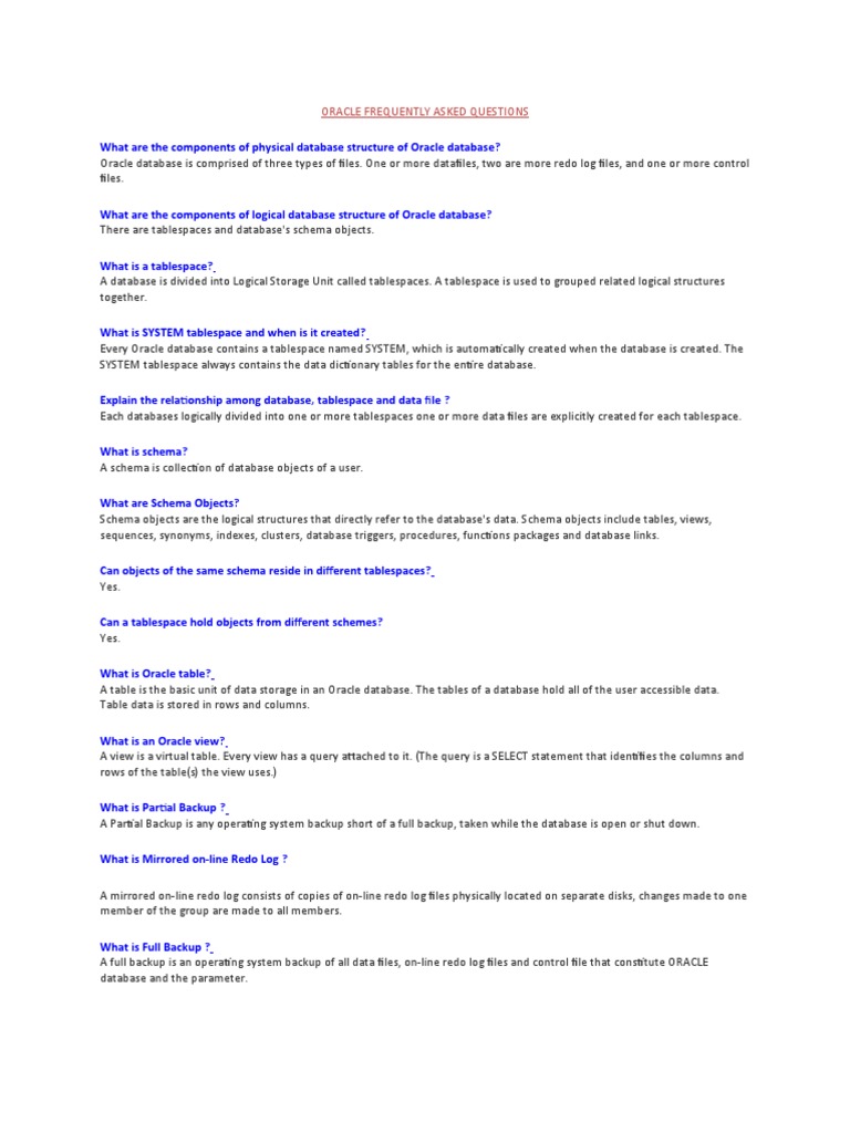 Oracle FAQs | PDF | Databases | Database Index