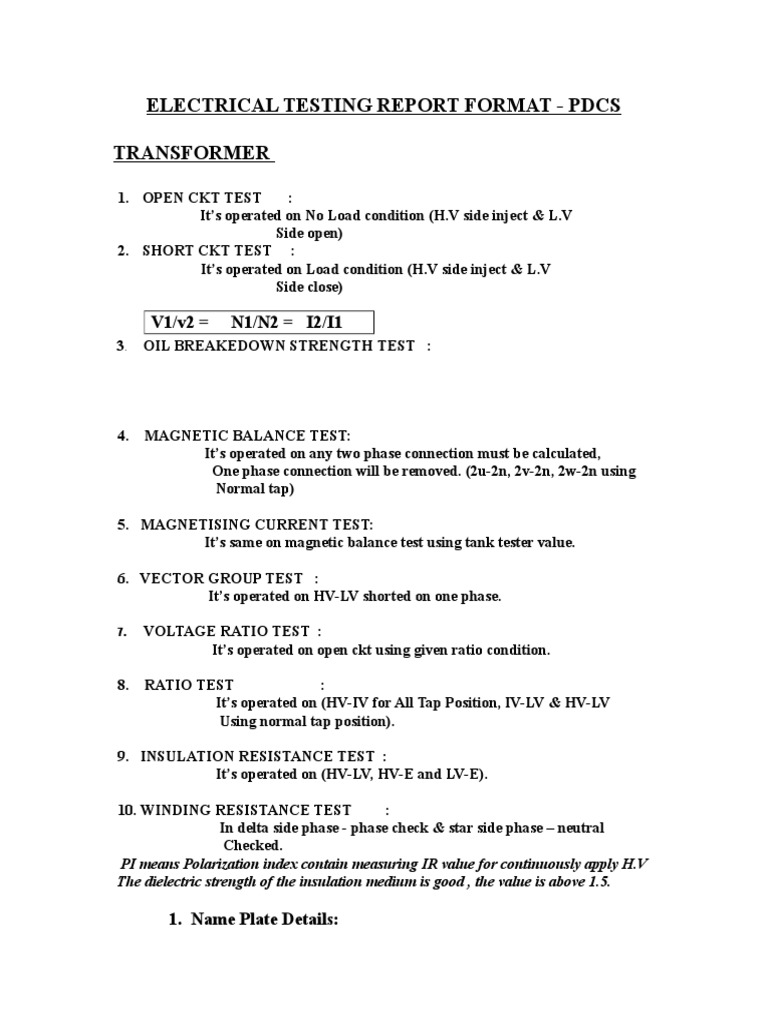 Electrical Testing Report Format - Swyrd | PDF