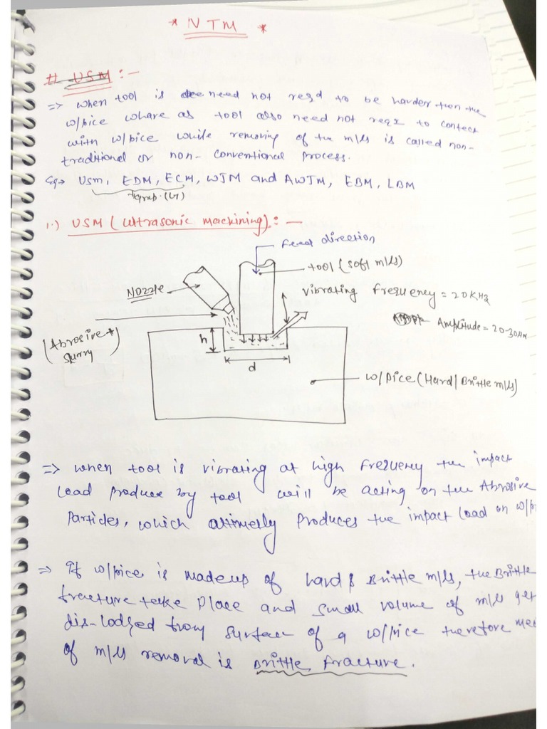 Non traditional machining notes