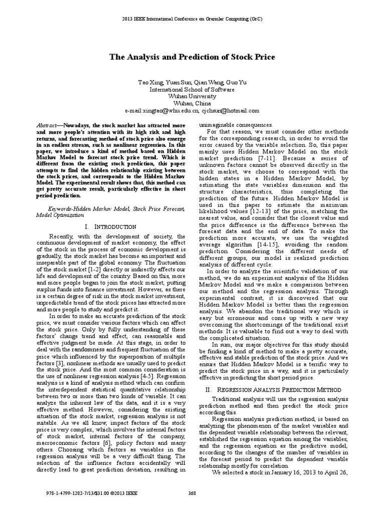 Stock Market Ieee Paper | PDF | Prediction | Regression Analysis