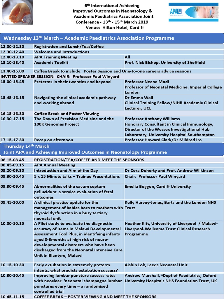 Final Programme | PDF | Neonatology | Neonatal Intensive Care Unit