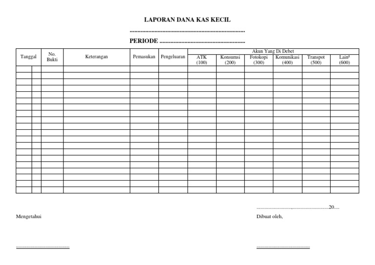 Format Laporan Dana Kas Kecil | PDF
