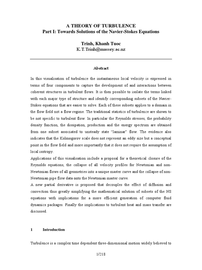 A Theory of Turbulence | PDF | Turbulence | Fluid Dynamics