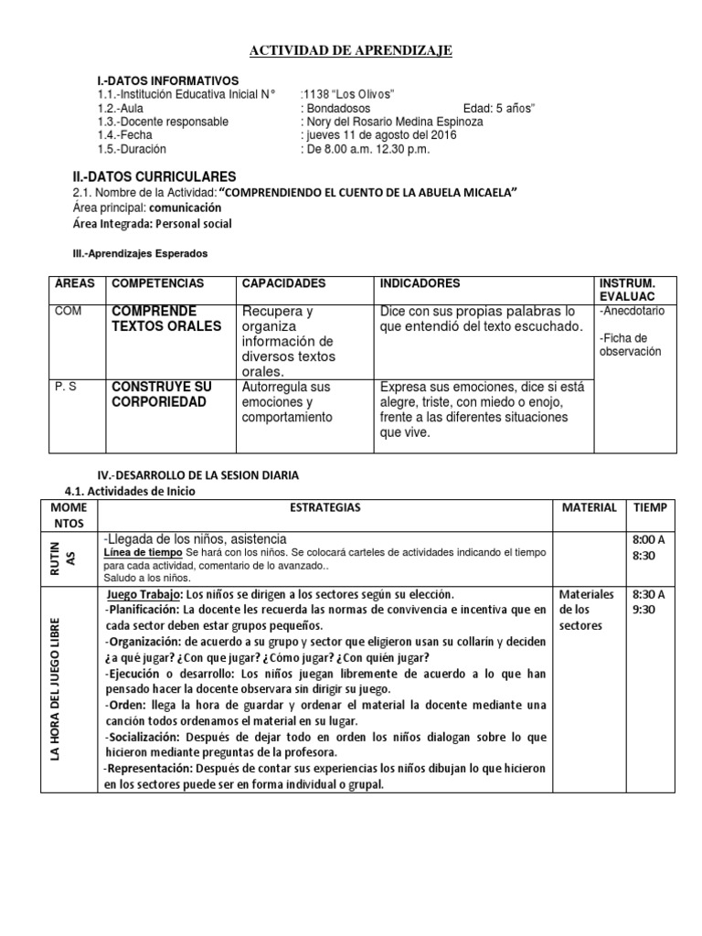 Actividad Cuento Micaela | PDF | Maestros | Science