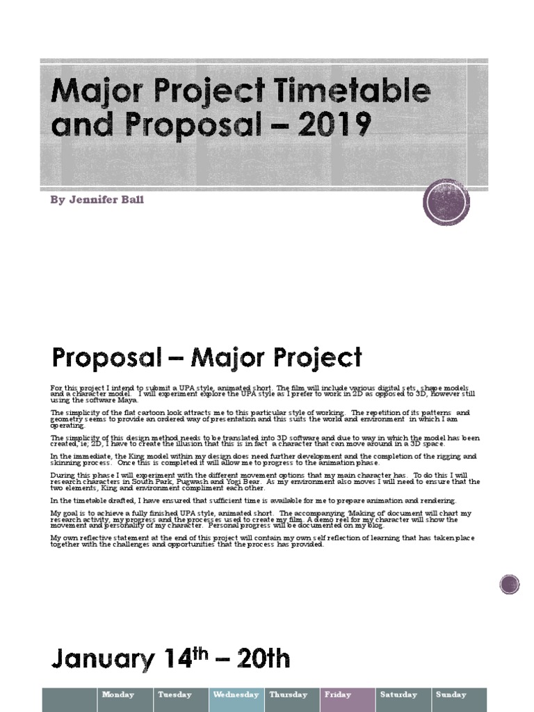 Major Project Timetable and Proposal 2019 | PDF | Thesis | 3 D Computer ...